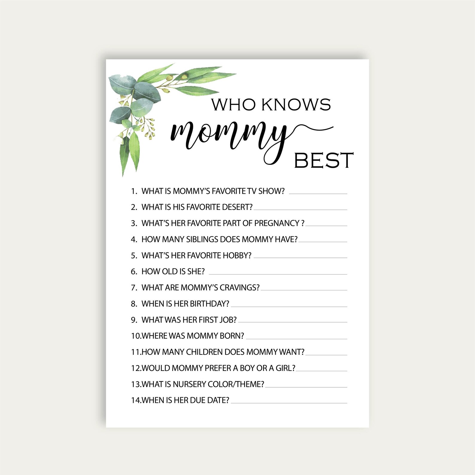 Instant Download Who Knows the Mommy Best Who Knows the - Etsy