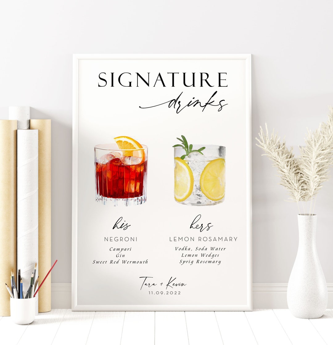 Editable Signature Drink Sign Printable Signatute Cocktail - Etsy