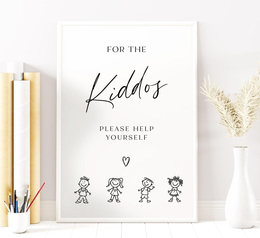 Kiddos Kids Activity Sign, for the Kiddos, Modern Wedding Kids Menu ...