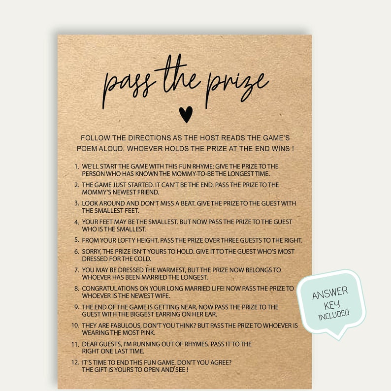 Pass the Poem Baby Shower Game Instant Download Digital Game - Etsy UK