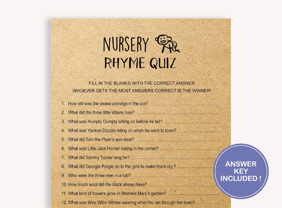 Guess Nursery Rhyme Game Name That Nursery Rhyme Baby - Etsy