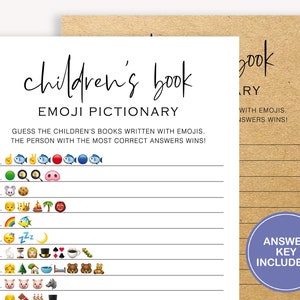Children's Book Emoji Pictionary Game, Minimalist Baby Shower Game ...