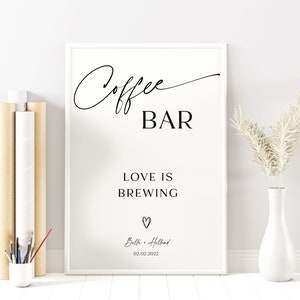 Modern Bridal Shower Coffee Bar Template, Wedding Table Top Sign ...