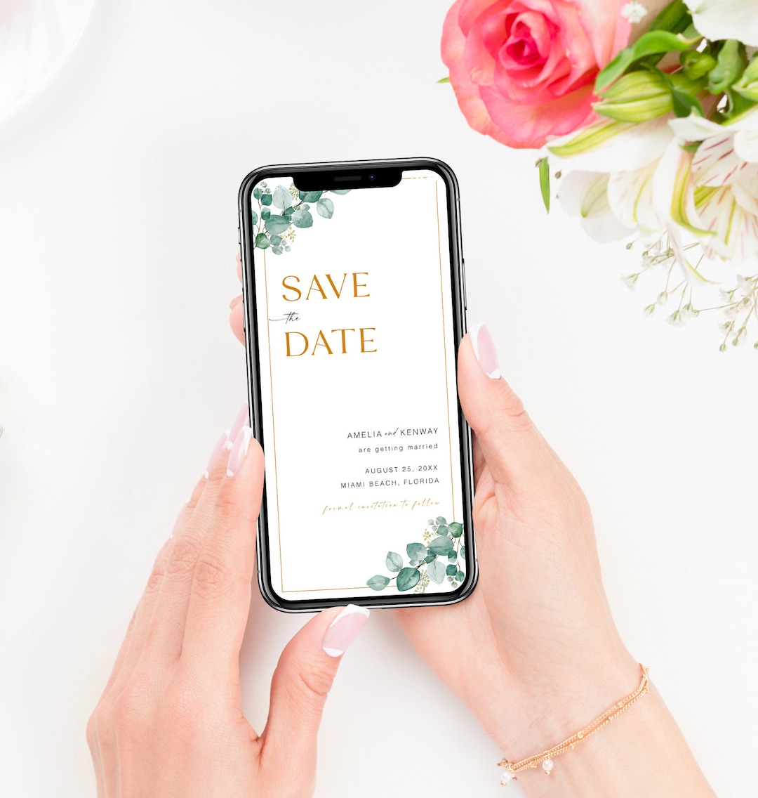 Modern Text Message Invite Template, Smartphone Save Our Date Card ...