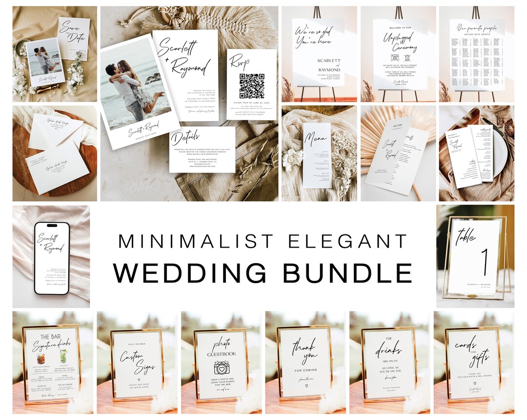 Minimalist Wedding Stationary Bundle, Elegant Invitation Suite, Wedding ...
