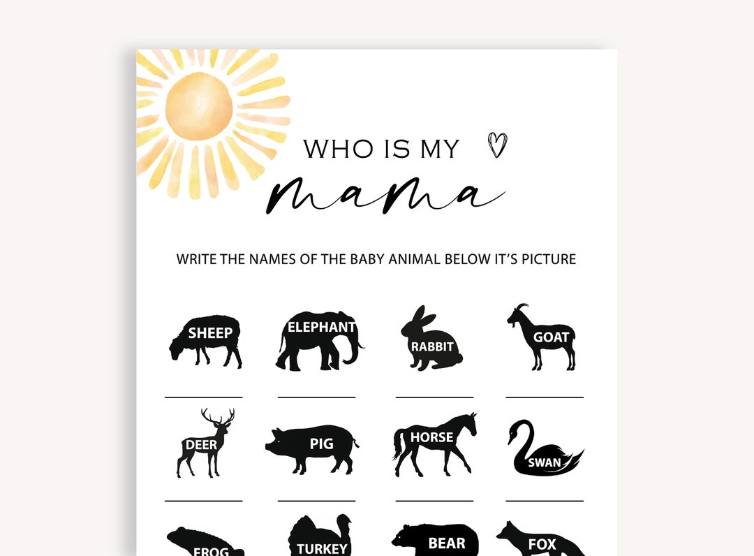 Who is My Mommy Baby Animal Game Baby Animal Match Game Who - Etsy