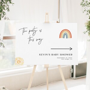 Baby Shower This Way Sign, Rainbow Baby Shower Direction Sign ...