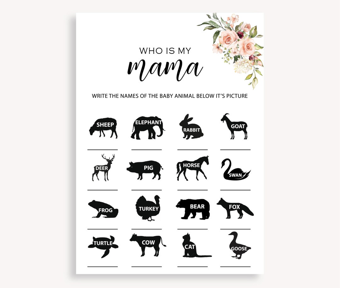 Who's My Mama Baby Shower Game Activities, Who is My Mama Mommy Baby ...