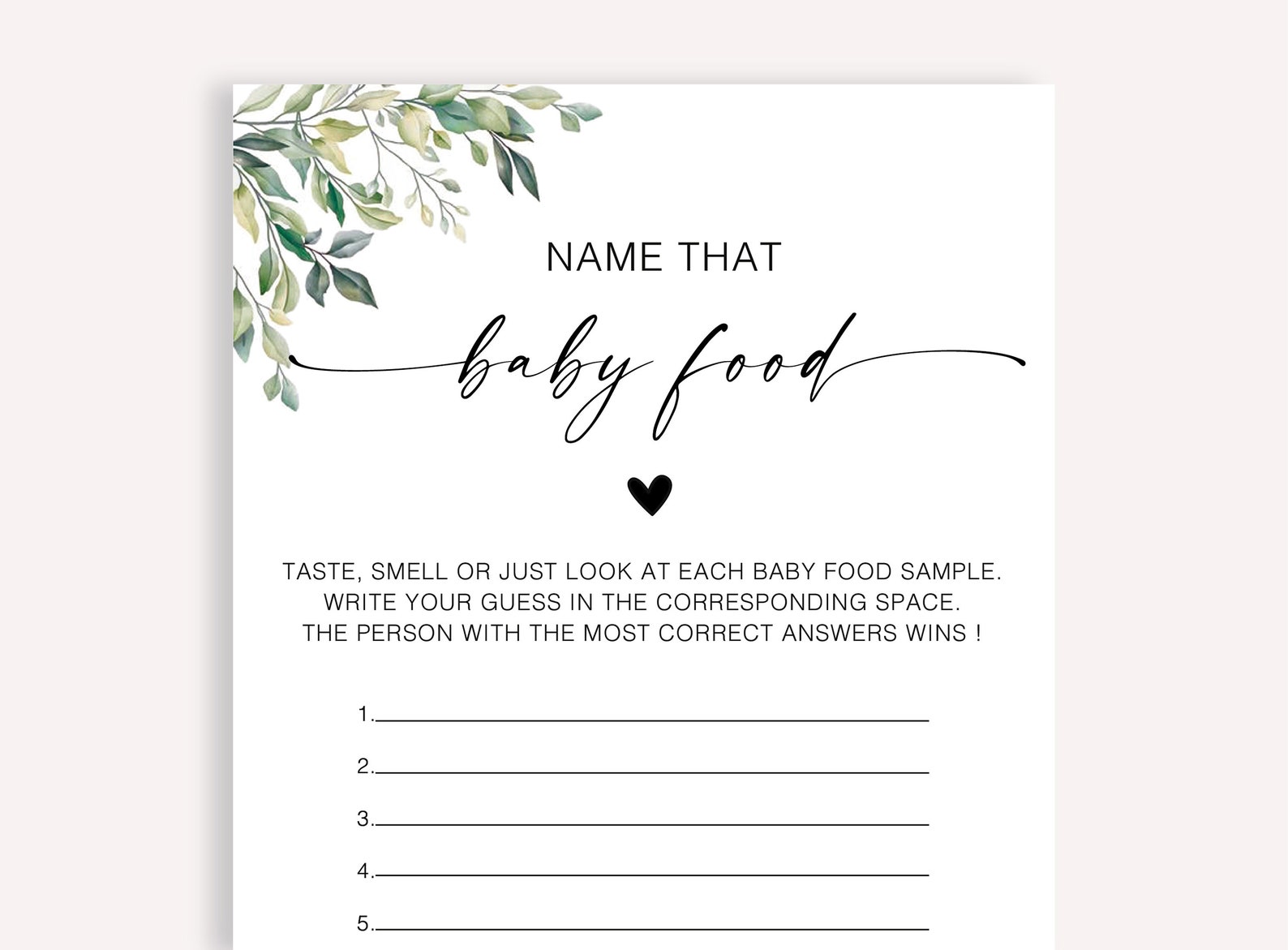 Baby Food Guessing Game, Minimalist Baby Food Game, Shower Activity ...