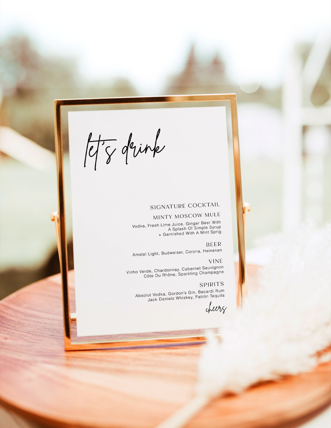 Editable Wedding Drinks Menu Sign, Dessert Wedding Bar Sign, Let's ...