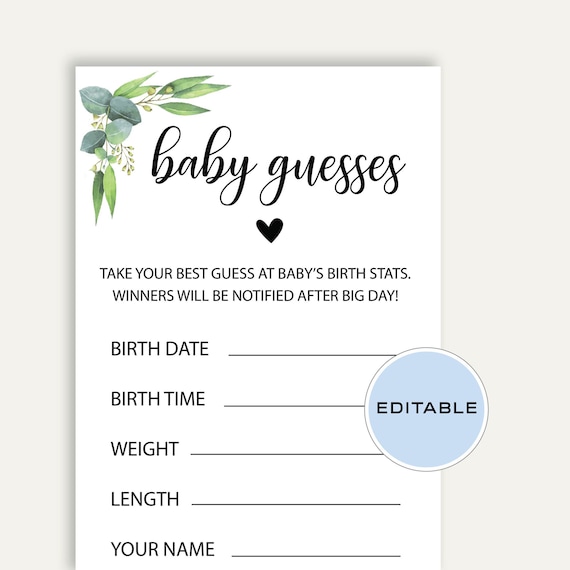 Baby Guesses Baby Shower Game Baby Prediction Game Instant - Etsy