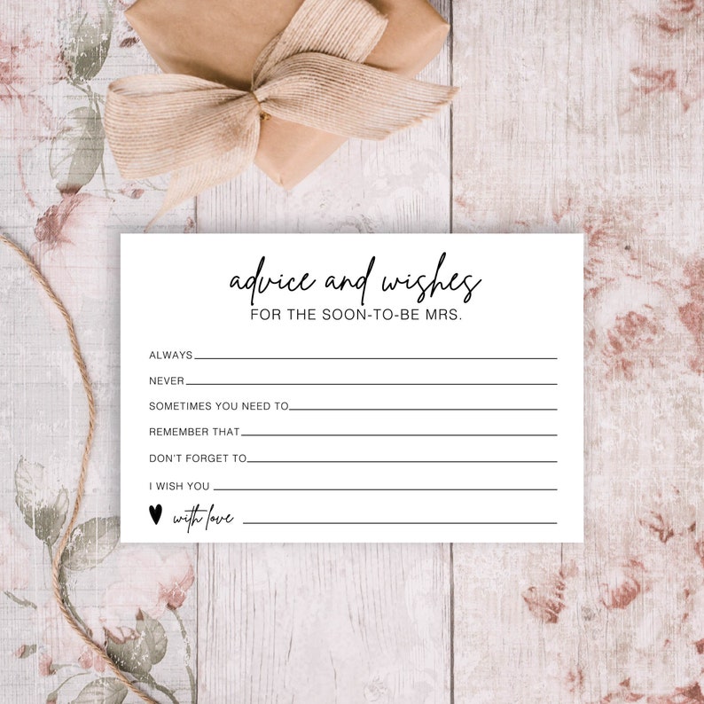 Advice and Wishes for the Bride Card, Advice and Wishes for the Bridal ...