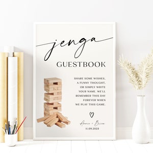 Editable Jenga Game Sign, Wedding Jenga Guestbook Sign, Jenga Game Sign ...