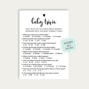 Questions Game Baby Shower Quiz Rustic Baby Shower Trivia Game - Etsy