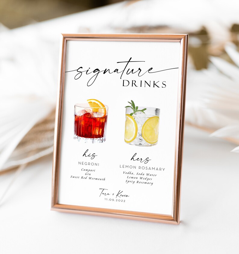 Printable Signature Cocktail Sign Editable Template Signature - Etsy