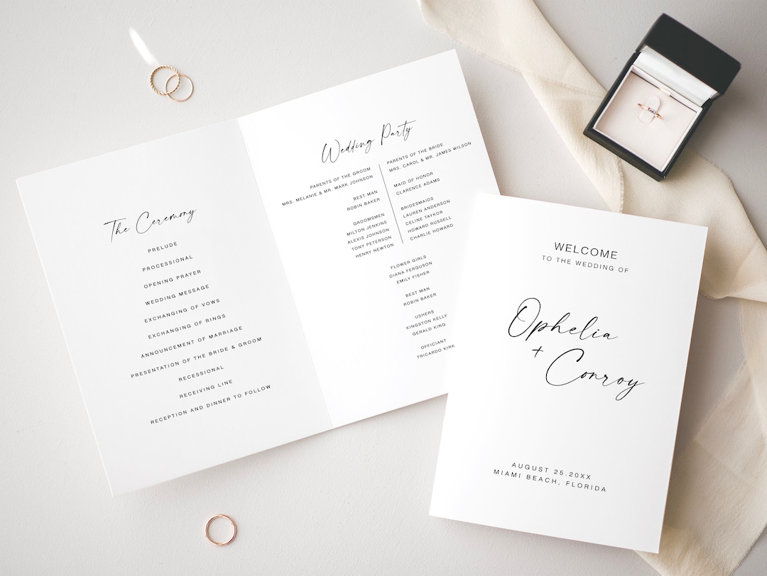 Elegant Folding Wedding Ceremony Program, Wedding Program Booklet ...