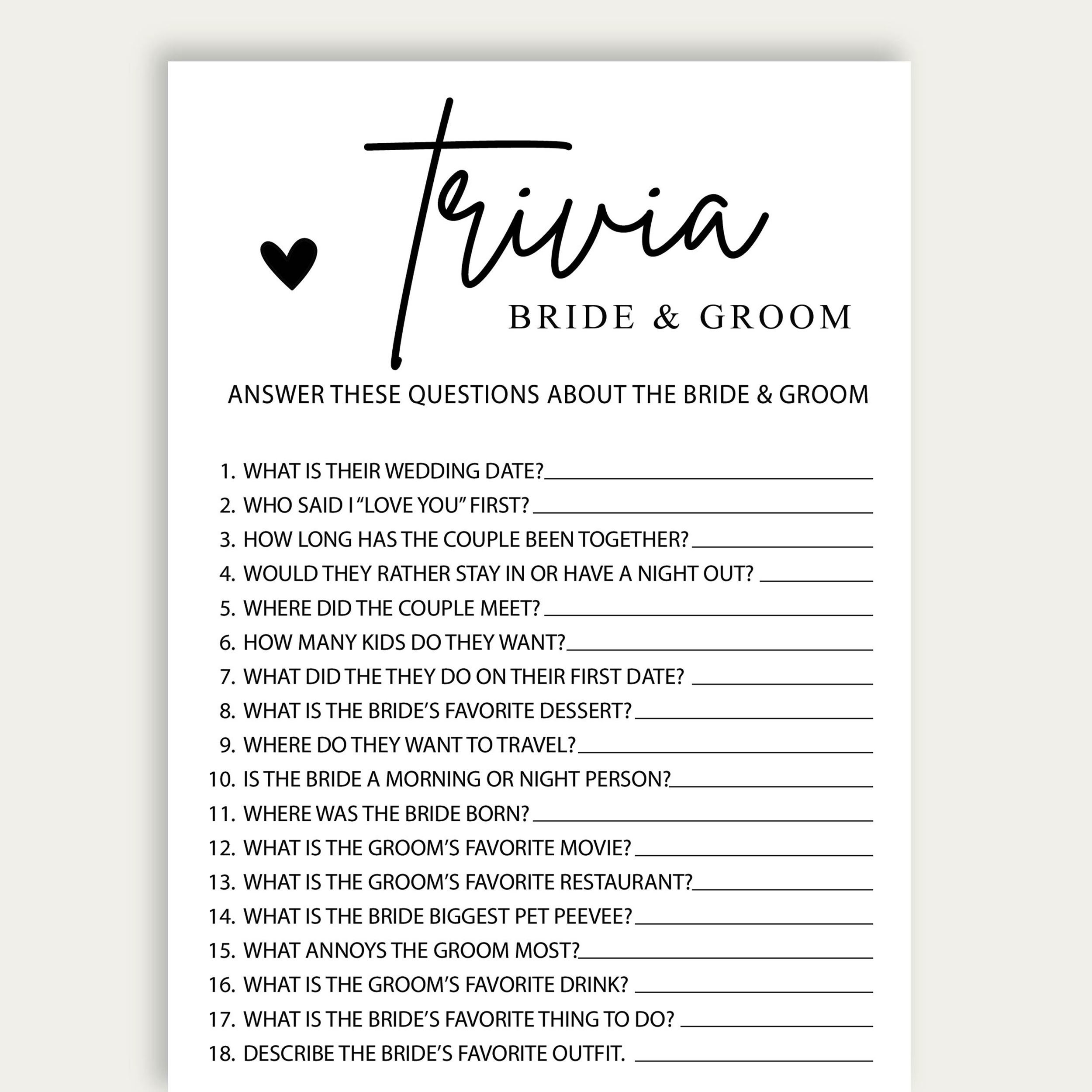 Bride or Groom Guess Who Game Printable Bride or Groom Trivia - Etsy Canada