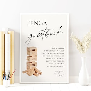 Jenga Game Sign, Editable Jenga Guest Book Sign Template, Wedding Signs ...