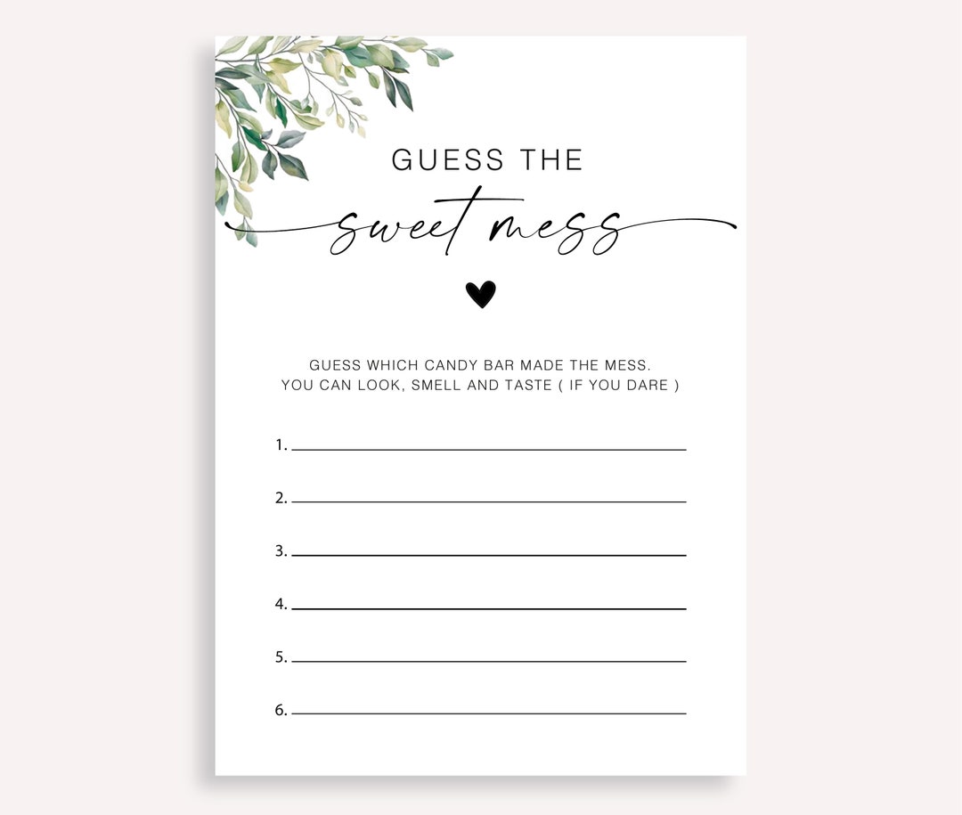 Guess the Sweet Mess Baby Shower Game, Modern Candy Bar Game, Best ...