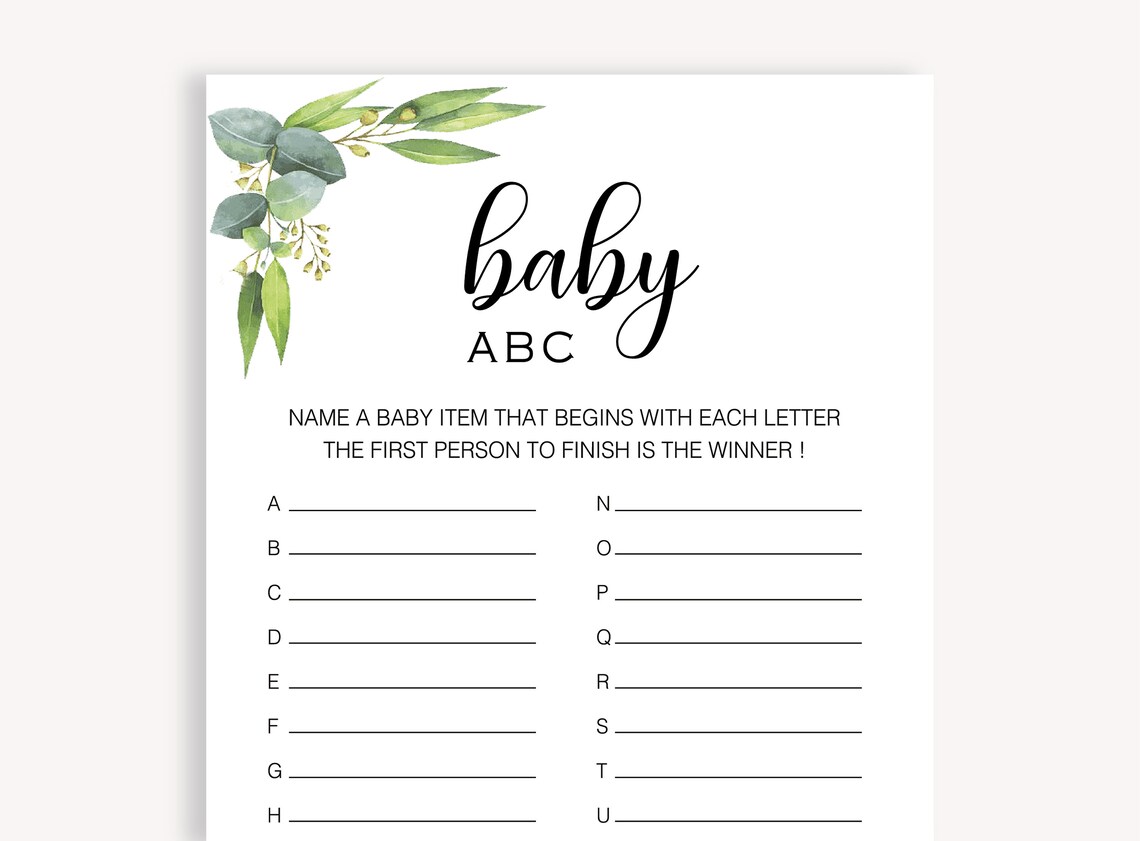 Baby Item ABC Game Printable Alphabet Race Game Gender - Etsy