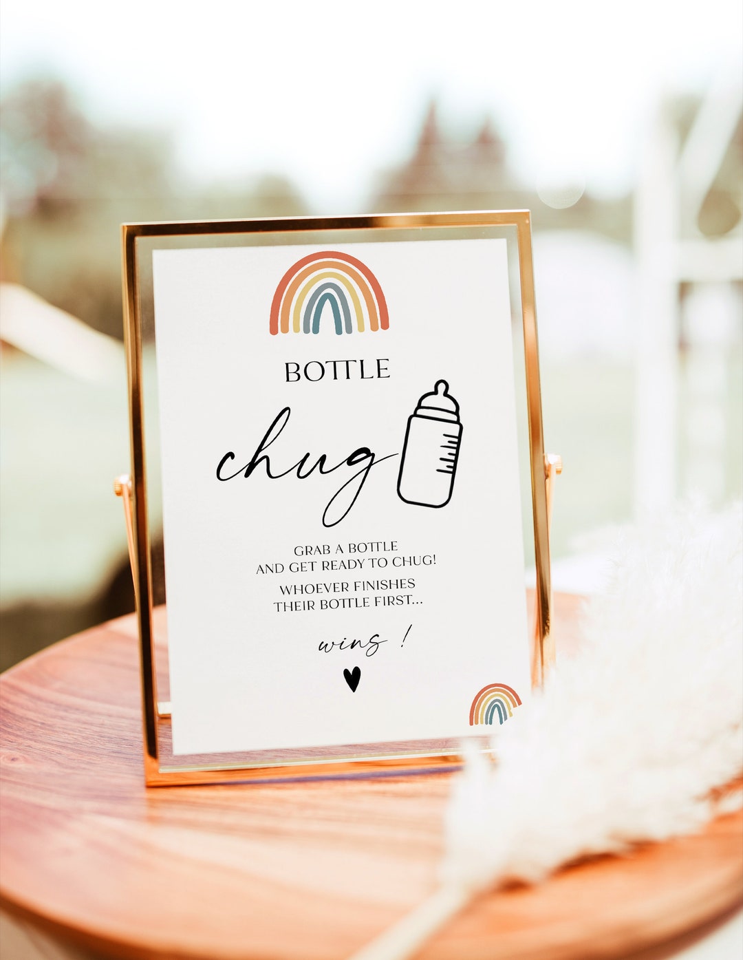 Grab A Bottle Game, Minimalist Bottle Chug Game, Fun Boho Baby Game ...