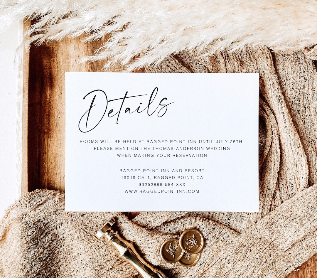 Minimalist Finer Details Card Template, Elegant Wedding Insert ...
