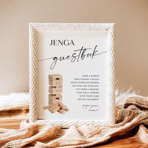 Wedding Jenga Guestbook Sign, Editable Jenga Guest Book Sign Template ...