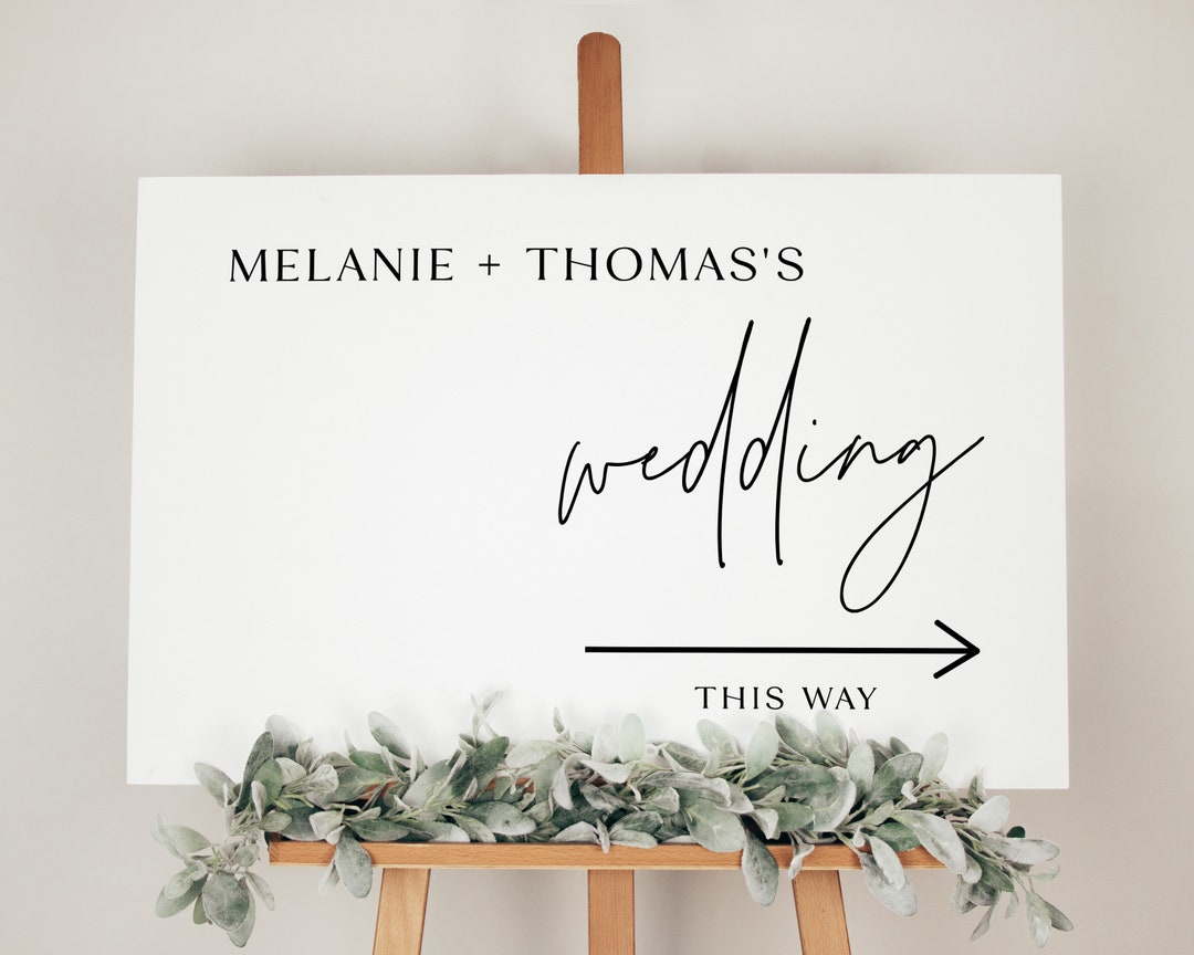 Modern Wedding Arrow Sign, Wedding Direction Sign Template, Wedding ...