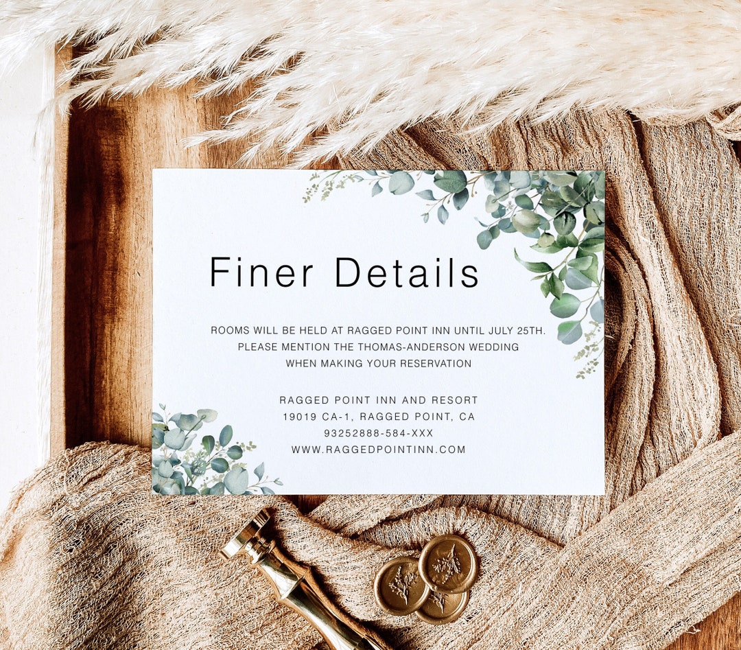 Printable Invitation Insert, Minimalist Finer Details Card Template ...