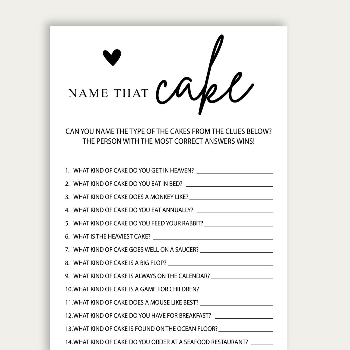 Name That Cake Bridal Shower Game Name That Cake Printable - Etsy