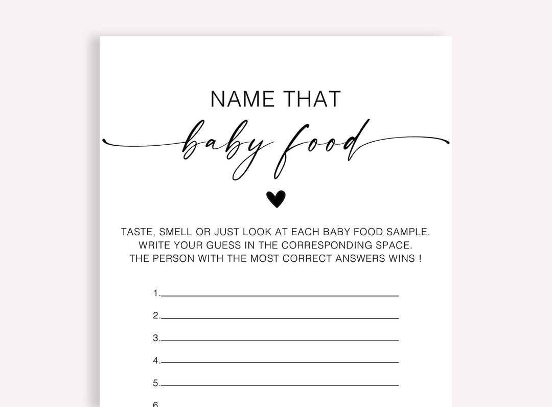 Guess the Baby Food Game Name That Baby Food Baby Shower - Etsy