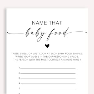 Guess the Baby Food Game, Name That Baby Food Baby Shower Game, Baby ...