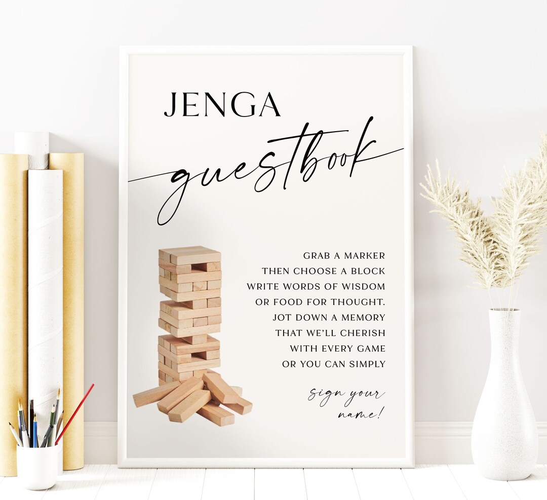 Editable Jenga Guest Book Sign Template, Jenga Game Sign, Wedding Jenga ...
