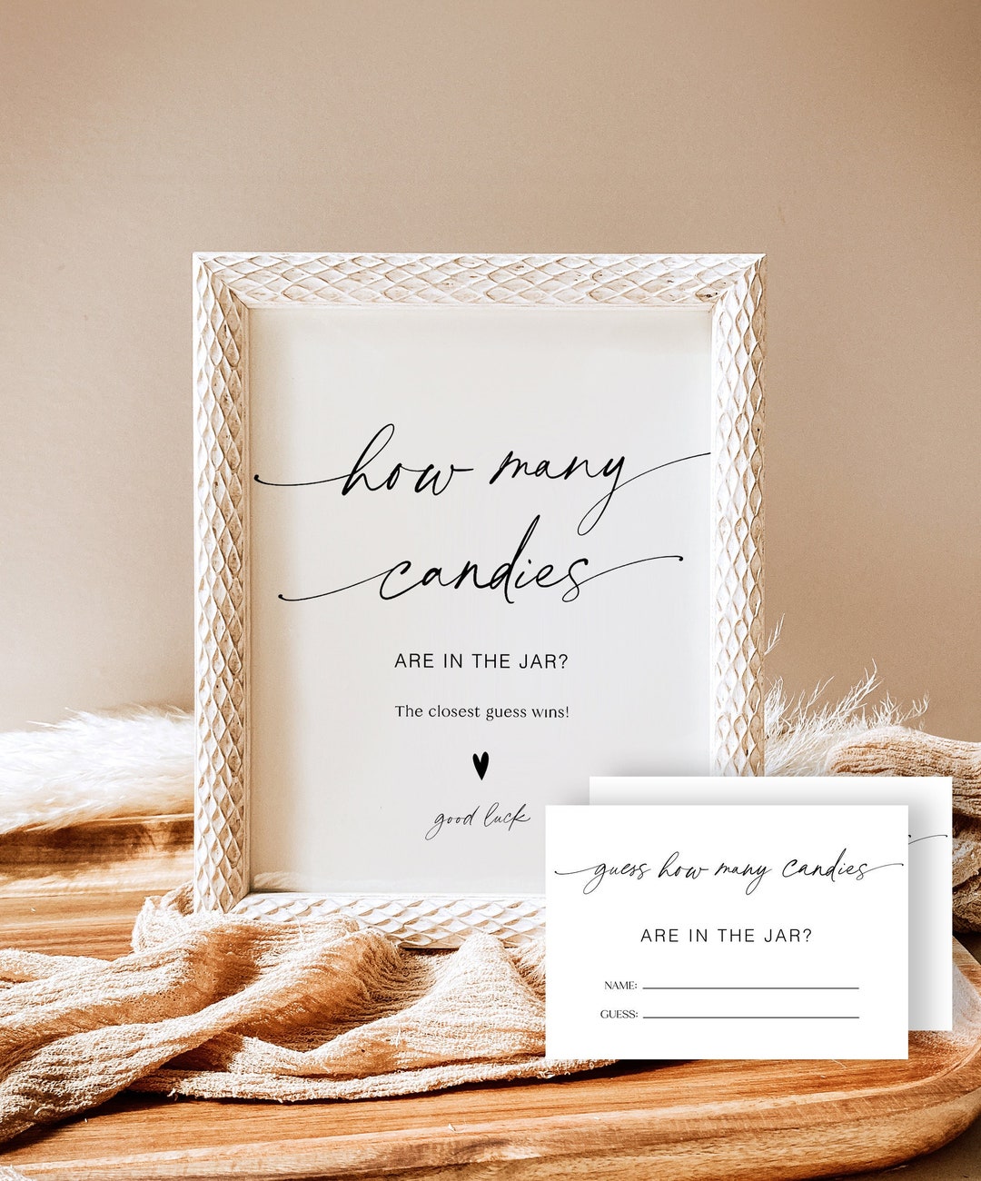 Guess How Many Candies Sign, Baby Shower Game Sign, Candy Guessing Game ...