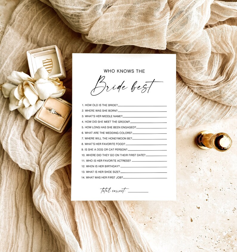 Who Knows the Bride Best Game Printable Who Knows the - Etsy