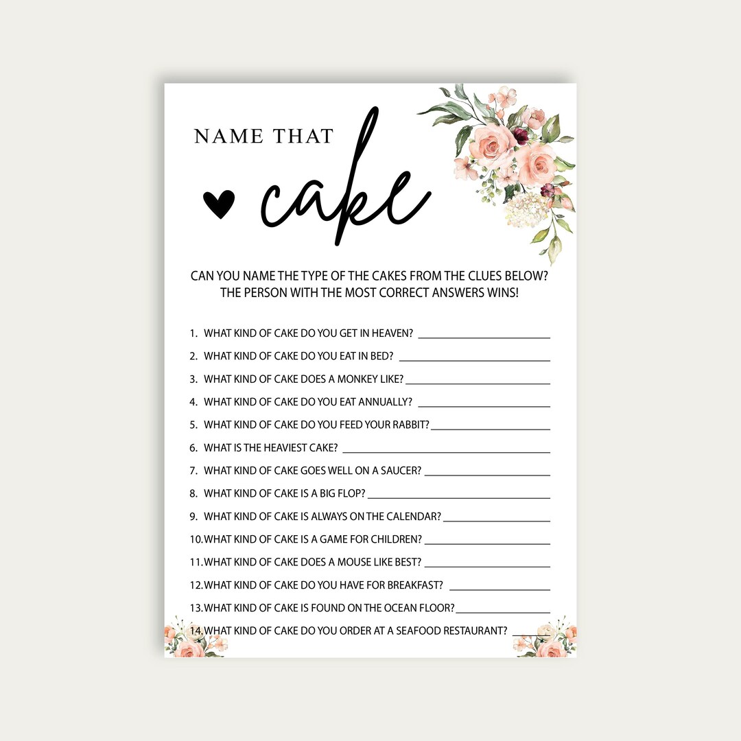 Name That Cake Bridal Shower Games Printable Bridal Shower - Etsy
