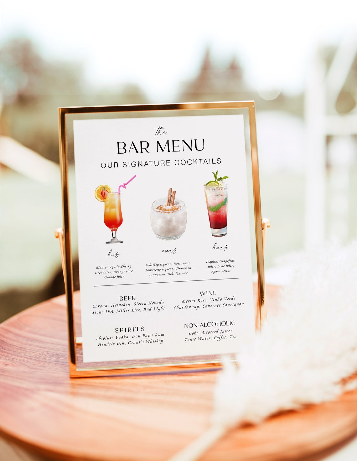 Printable Bar Menu Template Signature Cocktails Sign Modern - Etsy