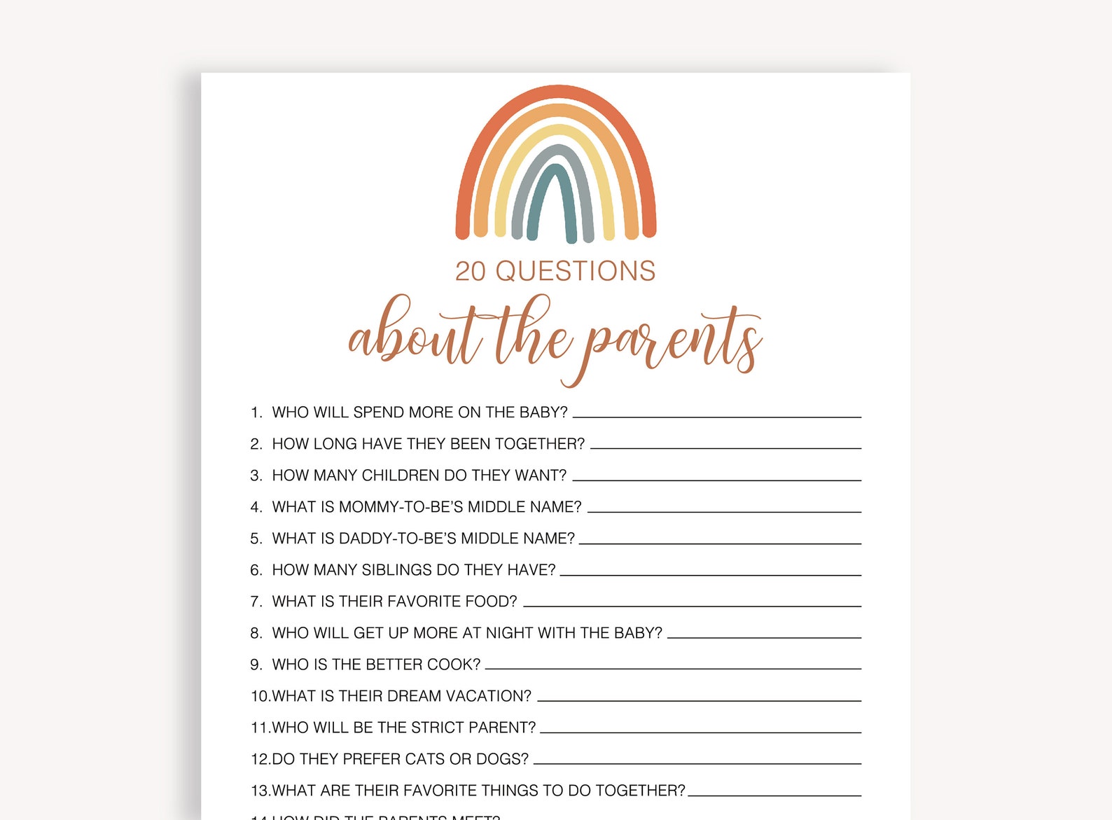 Baby Shower Quiz Game How Well Do You Know the Parents - Etsy