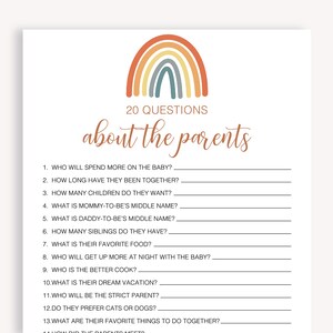 Baby Shower Quiz Game, How Well Do You Know the Parents, Twenty ...
