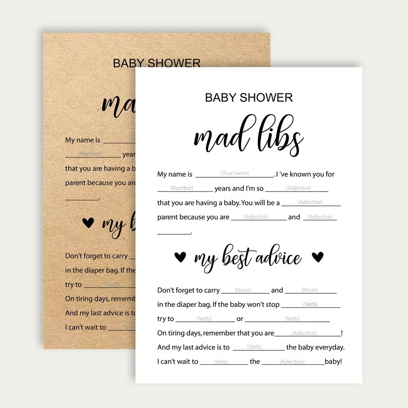 Baby Mad Libs Baby Shower Mad Libs Game Funny Baby Shower | Etsy