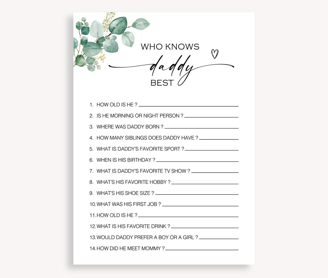 How Well Do You Know Shower Game, Minimalist Baby Shower Game ...