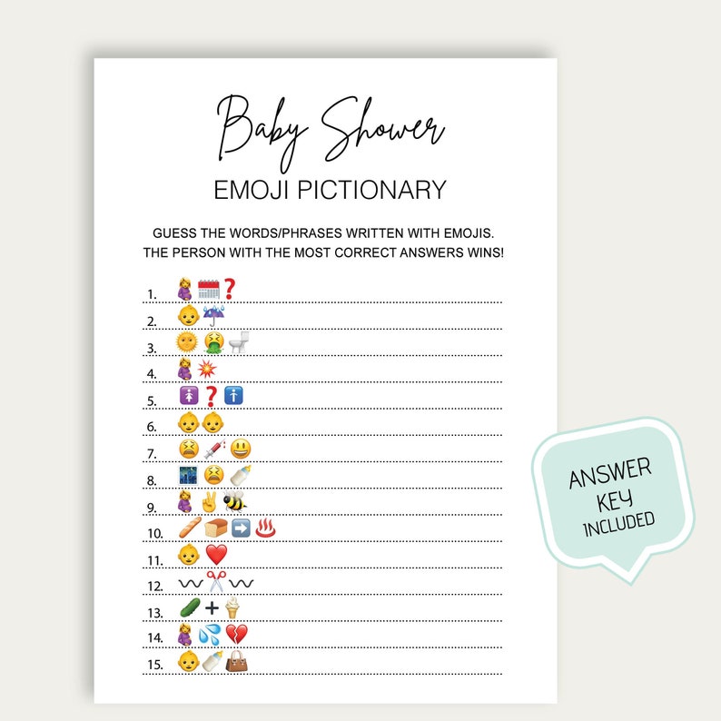 Baby Emoji Pictionary Shower Game Baby Emoji Game Print at - Etsy
