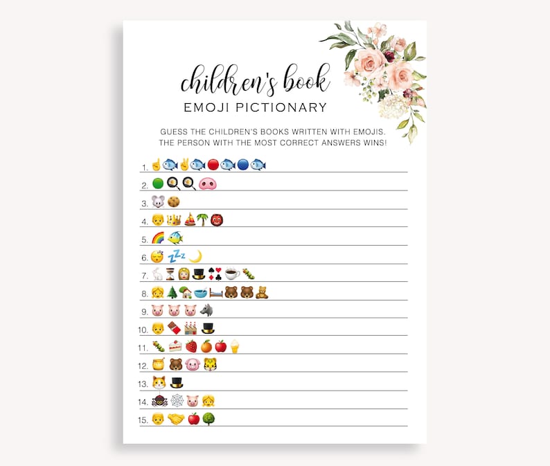 Virtual Emoji Pictionary Baby Shower Games, Fun Unique Baby Shower ...