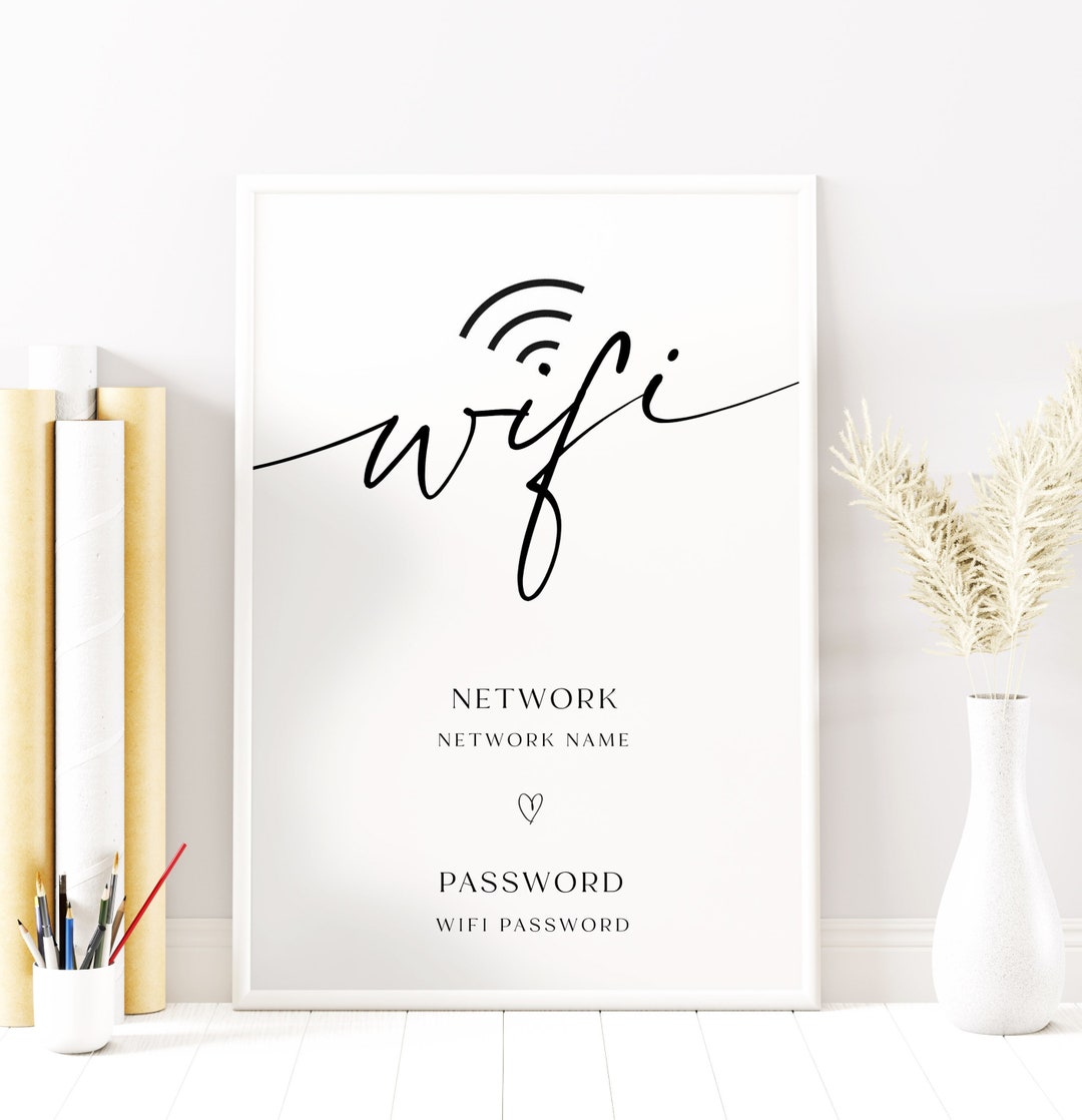 Wifi Sign Template Wifi QR Code Sign Wifi Password Sign - Etsy