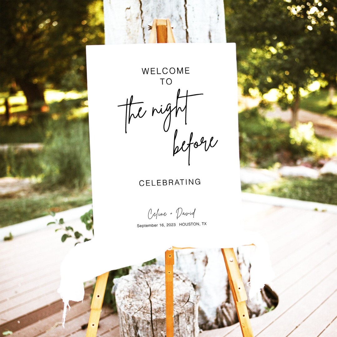 Editable Wedding Welcome Dinner Sign, Rehearsal Dinner Sign, the Night ...