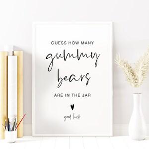 Guess How Many Gummy Bears Sign, Baby Shower Gummy Bears Game, Instant ...