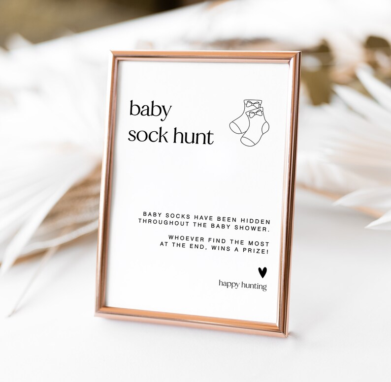Editable Baby Shower Sign Template, Baby Sock Hunt Sign, Baby Sock Hunt ...