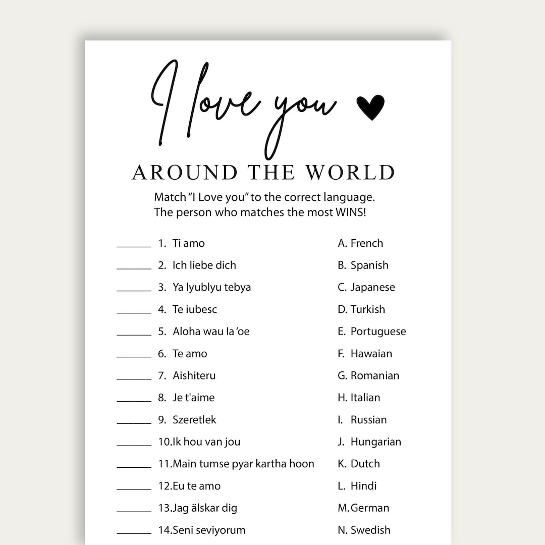 I Love You Around the World Travel Shower Game, I Love You Around the ...
