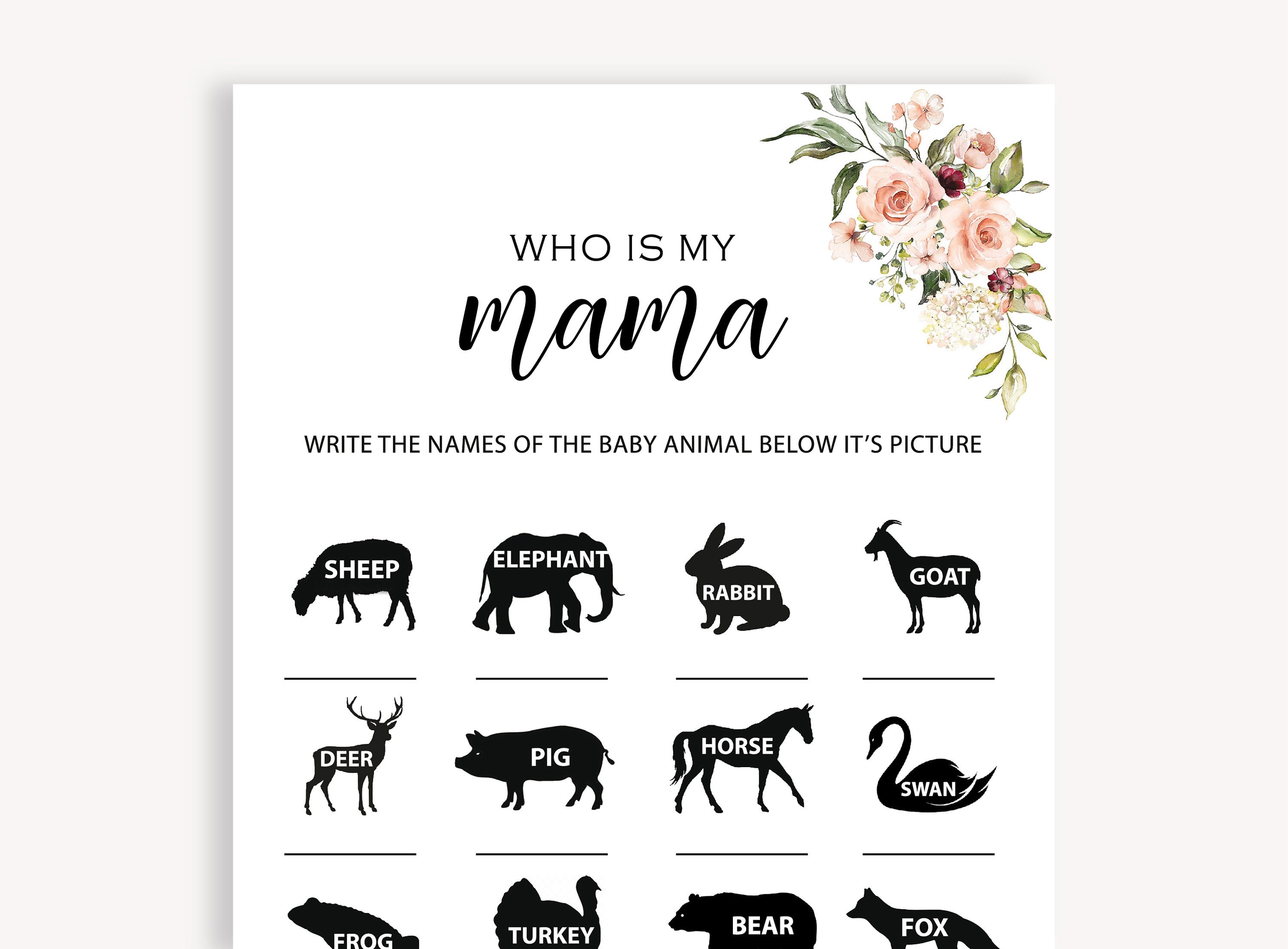 Who's My Mama Baby Shower Game Activities, Who is My Mama Mommy Baby ...