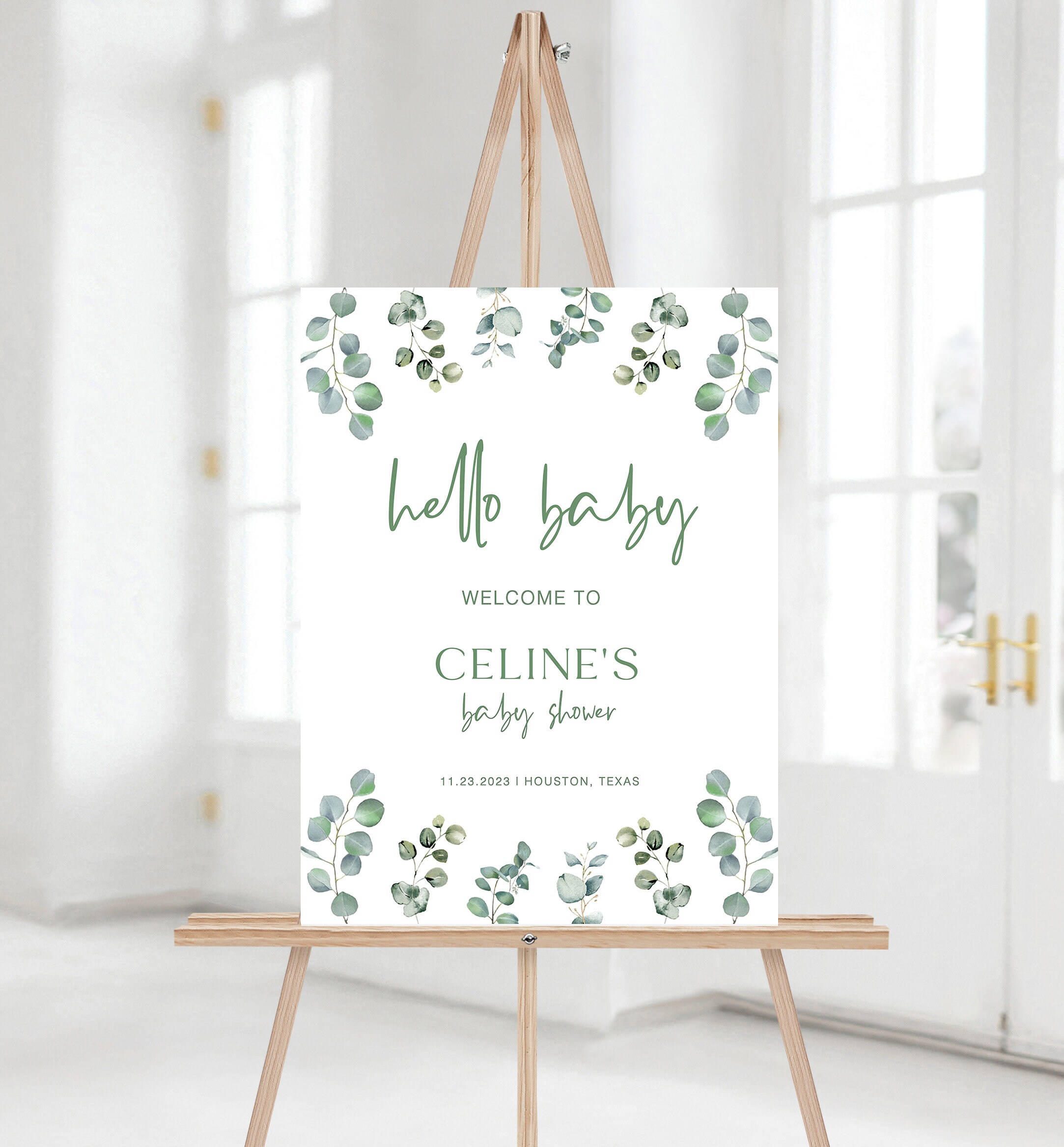 Hello Baby Shower Poster, Minimalist Baby Shower Welcome Sign, Gender ...